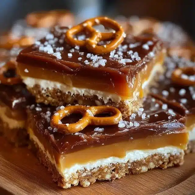 No-Bake Salted Caramel Pretzel Bars